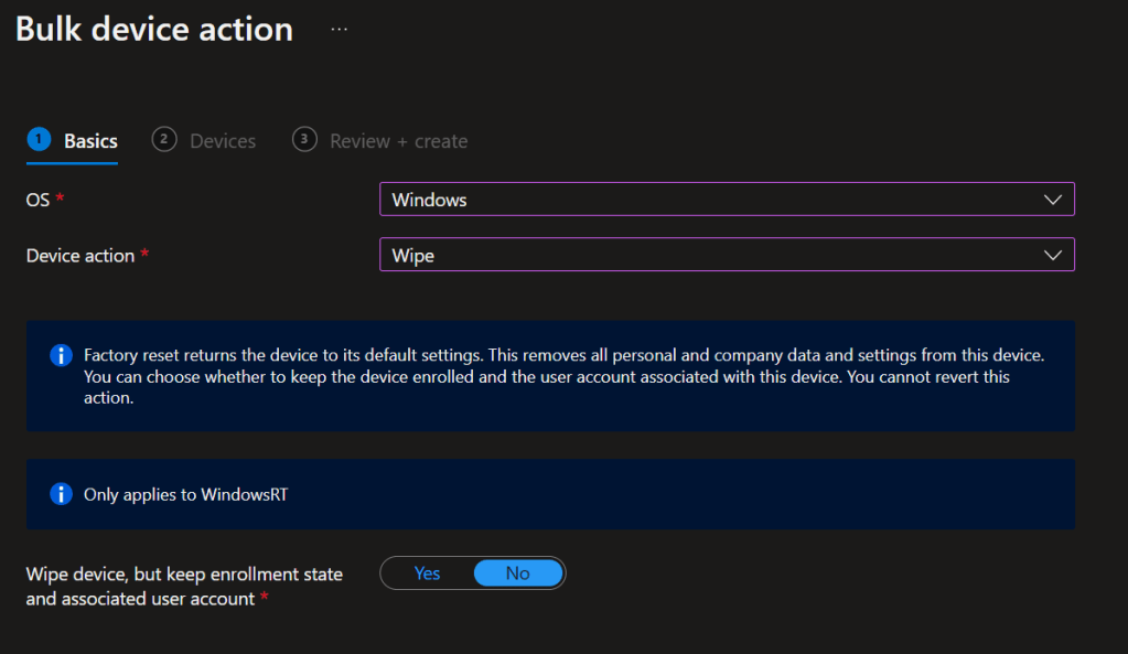 Microsoft Intune Bulk Device Actions – EMS Route
