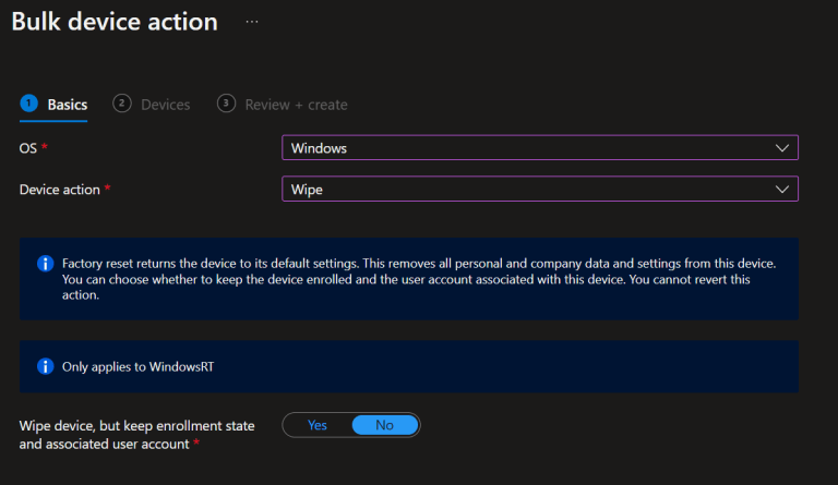 Microsoft Intune Bulk Device Actions – EMS Route