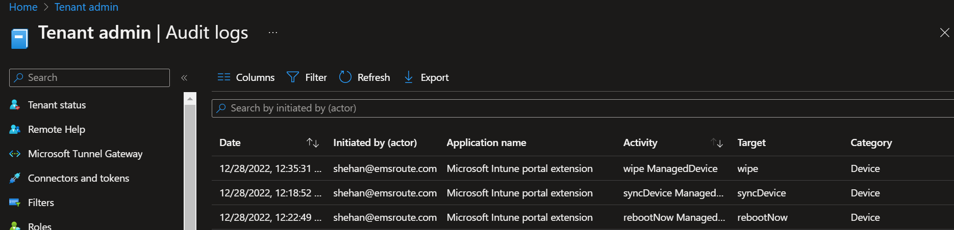 Microsoft Intune Bulk Device Actions – EMS Route