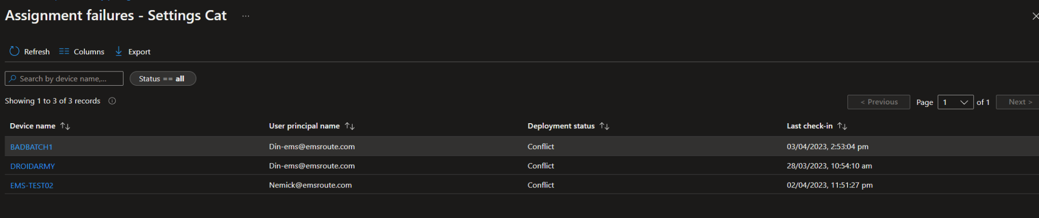 Intune Policy Conflicts – EMS Route