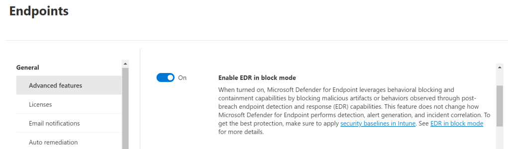 Microsoft Defender for Endpoint – Passive Mode – EMS Route