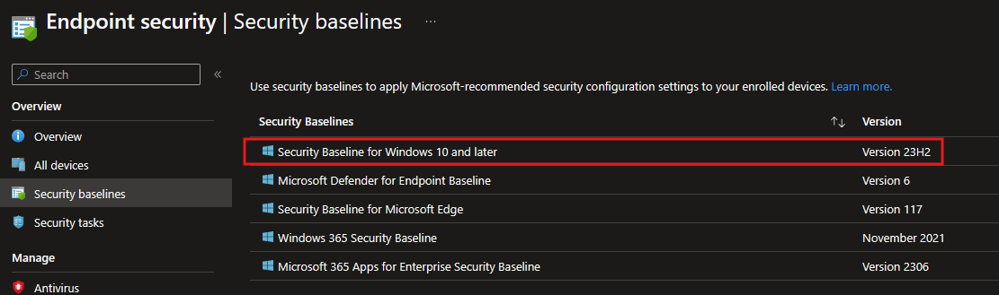 How to Change Intune Security Baseline Policy to Version 23H2? – EMS Route
