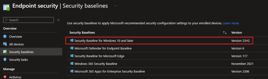 How to Change Intune Security Baseline Policy to Version 23H2? – EMS Route